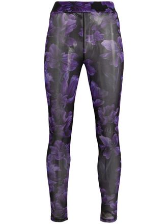 Philipp Plein legging &agrave; fleurs - Noir