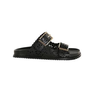 Twinset Laser-geschnittene Ledersandalen - - Shoes - Damen - Schwarzk - 36 EU