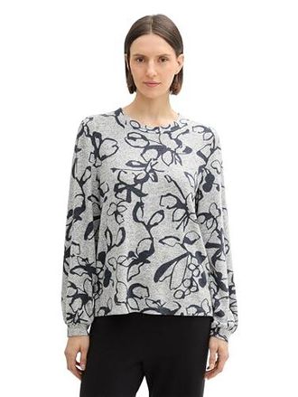 Tom Tailor 1044923 T-Shirt à Manches Longues, 36622-Cosy Grey Floral Design, M Femmes