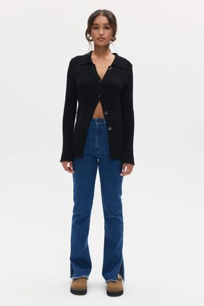 Benu Schwarzer Damen Strickcardigan