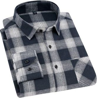 Generic Chemise en lin pour homme &agrave; carreaux - Manches longues - Coupe ample - L&eacute;g&egrave;re - Style vintage - Pour le travail et les voyages, gris, 56