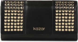 Kazar Femme, Accessoires, Noir, Taille: ONE Size Portefeuille en cuir noir avec des strass dor&eacute;s