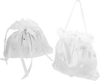 Beaupretty 2 Pi&egrave;ces Sac de Mari&eacute;e &Eacute;l&eacute;gant Pochette de Soir&eacute;e Fleurie R&eacute;sistante Tissu Sac &agrave; Main Multifonction pour Mariage et F&ecirc;te pour Mari&eacute;e
