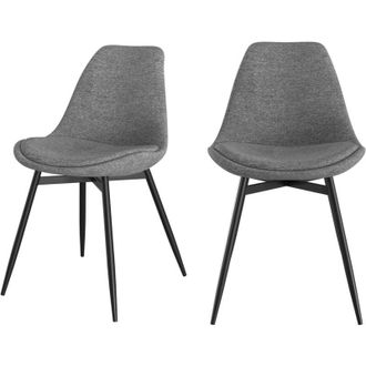 Rendez-Vous D&eacute;co Rendez-vous D&eacute;co - Lot de 2 chaises en tissu gris fonc&eacute; chin&eacute; et pieds en m&eacute;tal - filipi