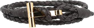 Tom Ford Homme, Accessoires, Brun, Taille: L Braided Leather T Bracelet