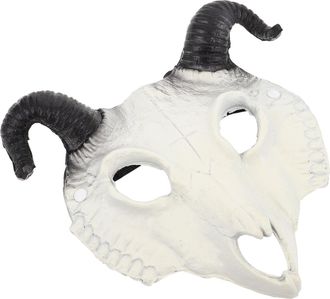 Holibanna D&auml;monen Ziegenmaske aus PU Realistische Ebene Cosplay Maske mit H&ouml;rnern Wei&szlig;e Halloween Partymaske f&uuml;r Erwachsene
