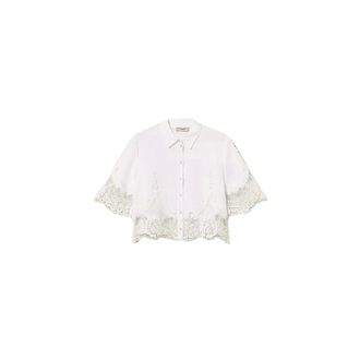 Twinset Femme, Blouses et Chemises, Blanc, Taille: 40 FR Chemise en lin avec dentelle