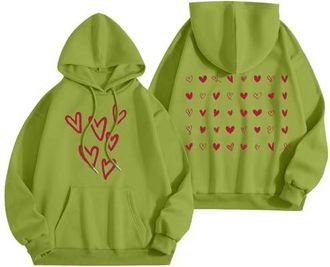Generic Sweat &agrave; capuche imprim&eacute; tendance pour la Saint-Valentin 2026, Vert, XXL