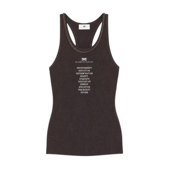 Elisabetta Franchi Femme, Tops, Brun, Taille: 42 FR D&eacute;bardeur c&ocirc;tel&eacute; avec d&eacute;tail cha&icirc;ne