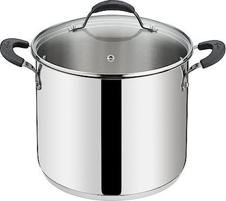 Lagostina Tempra Stahl Topf und Deckel, Topf Ø 24 cm aus Edelstahl 18/10 + Deckel aus Glas, mit Lagotherm Boden und Silikon-Maniküre