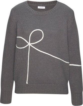 Lascana Strickpullover mit Schleifen-Applikation vorne, casual