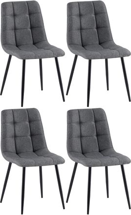 Clp 4er Set Esszimmerstühle Antibes I Küchenstühle gepolstert mit gesteppten Stoffbezügen I Polsterstühl bis 150 kg belastbar, Farbe:dunkelgrau
