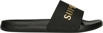 Superdry Damen Luxe Badesandalen mit Logo Schwarz/Gold 3-4