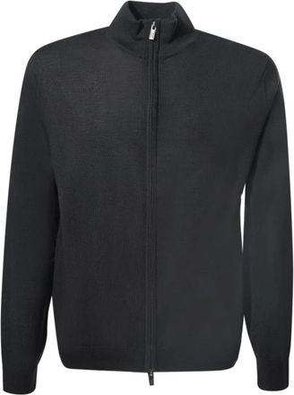 Emporio Armani Homme, Pulls, Noir, Taille: M Cardigan zipp&eacute; en pure laine vierge