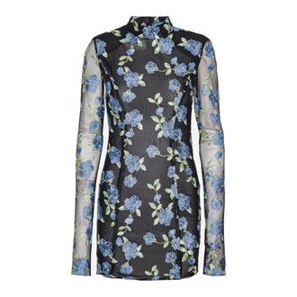 Rotate Rotate Birger Christensen, Femme, Robes, Noir, Taille: 42 FR Robe Mini Florale en Maille