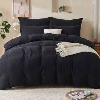 Emme Musselin Bettw&auml;sche 100% Baumwolle, 155x220 Doppelte Sommer Bedding Bettw&auml;sche-Sets mit Rei&szlig;verschluss, 1er Set Bettbezug mit 1 Kissenbez&uuml;ge 80x80 cm,