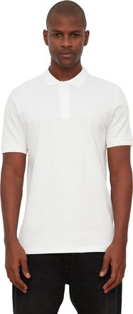 Trendyol Herren M&auml;nnlicher Schlanker Fit-polo-kragen Kurzarm-polo-hals-t-shirt Polo Shirt Westlich, Wei&szlig;, XXL