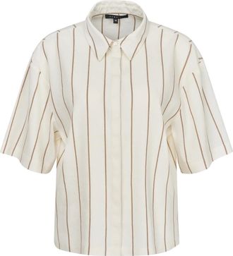 Bugatti Femme, Blouses et Chemises, Beige, Taille: 40 FR Chemisier &agrave; rayures en lin