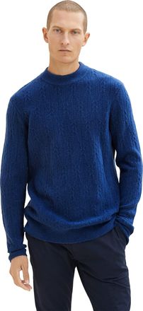 Tom Tailor Herren Strickpullover mit Zopfmuster 1033661, 19168 - Hockey Blue, XXL