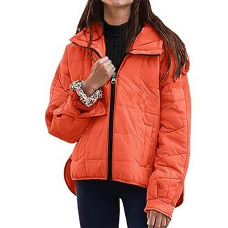 Generic Doudoune matelass&eacute;e oversize pour femme, &agrave; capuche, l&eacute;g&egrave;re, chaude et d&eacute;contract&eacute;e, fermeture &eacute;clair sur le devant, manteau dhiver, doudoune d&eacute;contrac