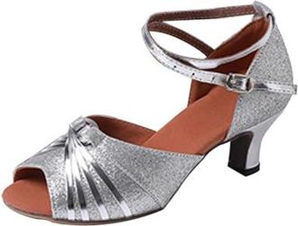 Generic Chaussures De Danse Latine Femme Bout Ouvert Latine Tango Valse Fête Sociale Salsa Bachata Ballroom Sandales De Danse Pour Femmes Petit Talon Paillett