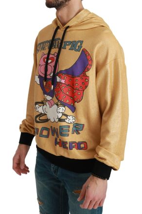 Dolce & Gabbana Mens Gold Pig Of The Year Hooded Sweater Cotton Clothing
