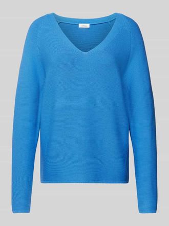 s.Oliver Red Label Comfort Fit Strickpullover aus Baumwoll-Mix mit V-Ausschnitt