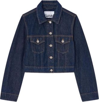 Ganni Femme, Vestes, Bleu, Taille: 46 FR Veste en jean courte