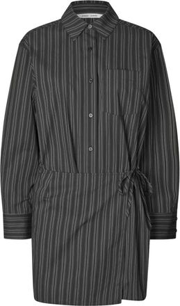 Sams&oslash;e & Sams&oslash;e Femme, Robes, Noir, Taille: 42 FR Long-Sleeve Pinstripe Mini Shirt Dress