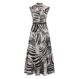 Max Mara Midikleid mit Animal-Print aus Baumwolle - - Dresses - Damen - Mehrfarbig - XS
