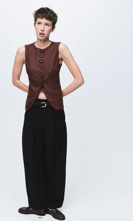 Mango Gilet laine boutons tabac - Femme - XXS - MANGO