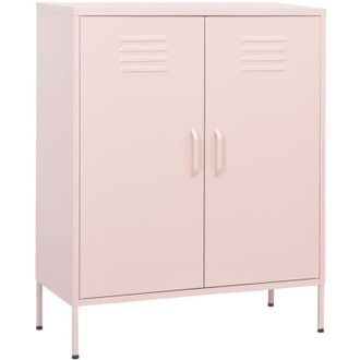 vidaXL Vidaxl - Armoire de rangement rose 80x35x101,5 cm - Acier robuste - 2 &eacute;tag&egrave;res r&eacute;glables - Capacit&eacute; de charge 90 kg - Design &eacute;l&eacute;gant
