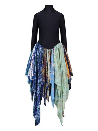 Marine Serre Midi Dress With Upcycled Scarf