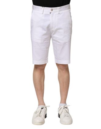 Dolce & Gabbana White Cotton Stretch Men Denim Bermuda Shorts Elastane