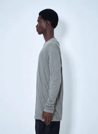 Rick Owens Mens T-Shirt Oversize Jumbo Double Manches Longues Perle Fonc&eacute; Green T-Shirts And Polos