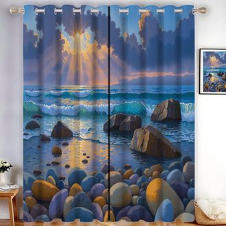 Generic Verdunklungsvorh&auml;nge Gardinen 2Er Set H 245 X B 140 cm, Blickdicht Gardinen Mit &Ouml;sen F&uuml;r Schlafzimmer Thermogardine K&auml;lteschutz Vorhang Blickdicht, St