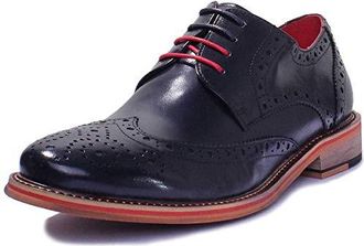 Justinreess England Justin Reece Chaussures Derby en Cuir Faites à la Main Bleu Marine Pointure 45 (EU 45)