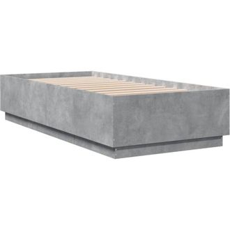 vidaXL Bettgestell mit LED Betongrau 90x200 cm Holzwerkstoff vidaXL