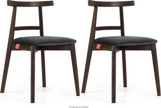 Konsimo Holzstuhl Esstischstühle LILIO, Holzstühle, Polsterstühle 2 St. - hergestellt in der EU, Vintage-Stil, Massivholzrahmen aus Buche (Graphit/Dunkle Waln