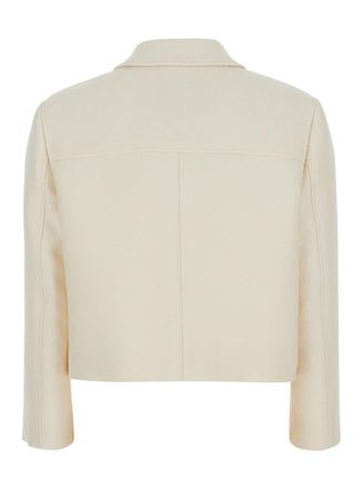 Gucci Womens White Jacket With Notched Revers Wool Blazers