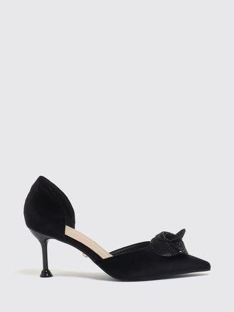 Twentyfourhaitch Escarpins en su&eacute;dine avec strass et talon aiguille