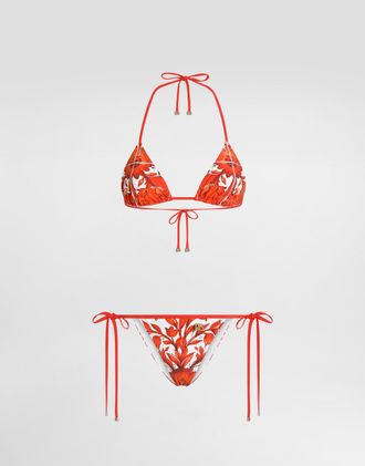 Dolce & Gabbana Bikini Mit Majolika-print - Frau Bademode Mehrfarbig Stoff 3