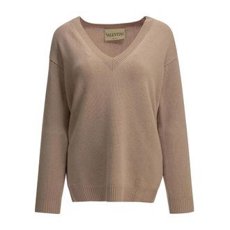 Valentino V-Ausschnitt Kaschmir-Mischung Pullover - - Knitwear - Damen - Rosa - S