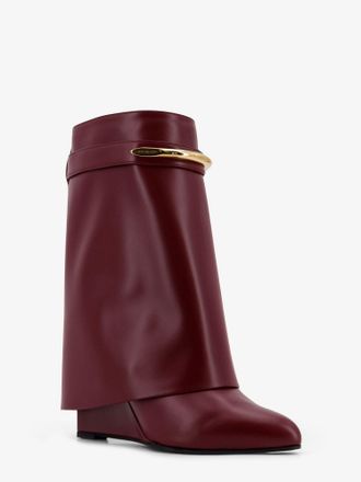 Givenchy Womens Shark Leather Boots Red