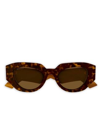 Gucci lunettes de soleil &agrave; monture g&eacute;om&eacute;trique - Marron