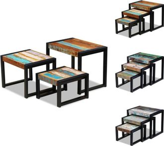 vidaXL 3-tlg. Satztisch-Set Altholz - Vintage Stil - Altholzm&ouml;bel - Recyclingm&ouml;bel - Beistelltisch - Couchtisch