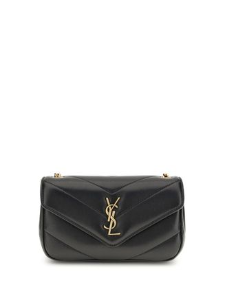 Saint Laurent Womens Lou Shoulder Bag Black Lambskin