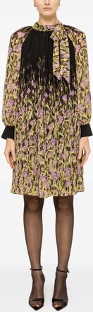 Nissa pleated floral-print mini dress - Schwarz