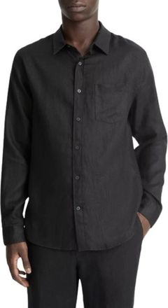 Vince Homme, Chemises, Noir, Taille: L Chemise &agrave; manches longues en lin
