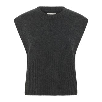Karen by Simonsen Femme, Pulls, Gris, Taille: 36 FR Gilet Tricot Melange Gris Fonc&eacute;